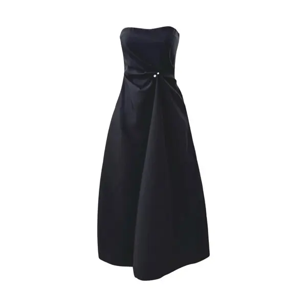 LONDON ATELIER BYPRODUCT Strapless Dress With Asymmetrical Folds And Pearl Detail - Black