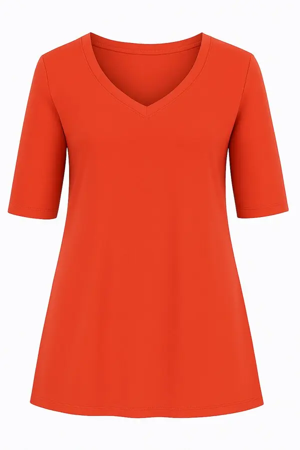 CONQUISTA Tunic In Viscose-elastane Jersey With Half Sleeves – Flame - Red