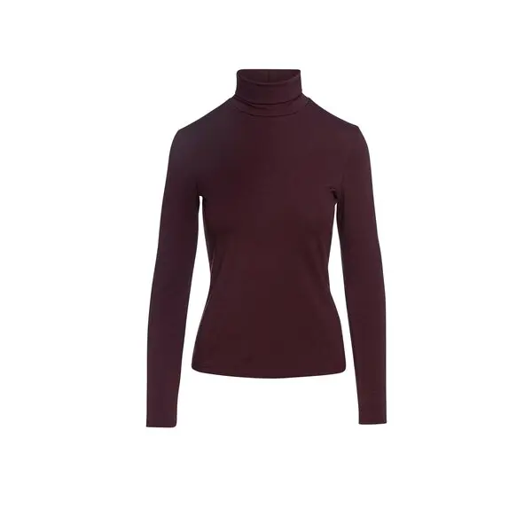 CONQUISTA Maroon Turtle Neck Top In Sustainable Fabric - Eed