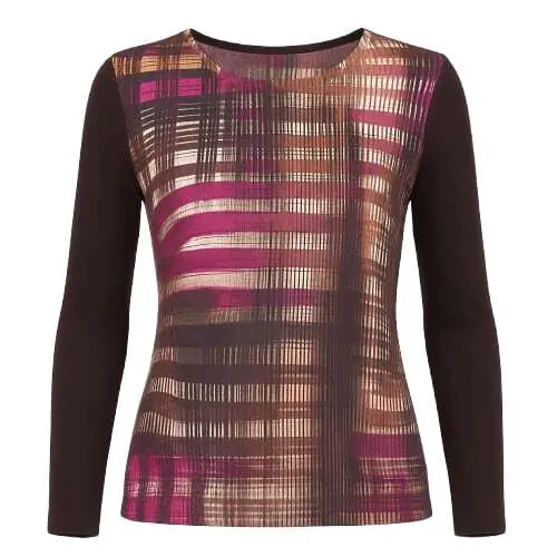 CONQUISTA Print Long Sleeve Top - Red