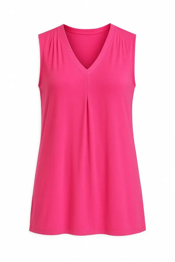 CONQUISTA Sleeveless Pleat Detail Tunic - Pink