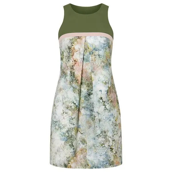 CONQUISTA A Line Khaki Floral Dress - Yellow