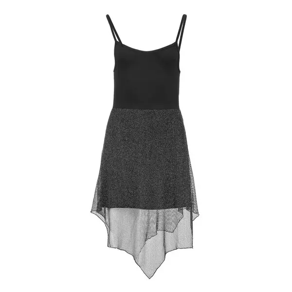 CONQUISTA Sheer Layer Detail Mini Dress - Black