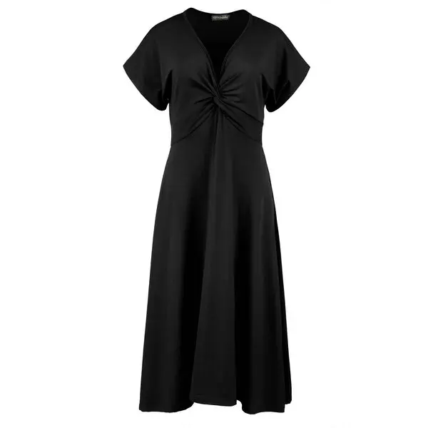 CONQUISTA Knot Detail Midi Dress - Black