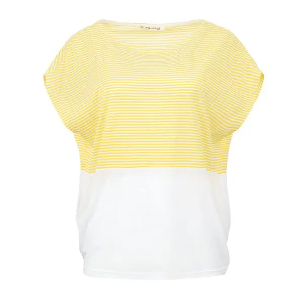 CONQUISTA Sunshine Stripes & Flama Boat Neck Top - Yellow