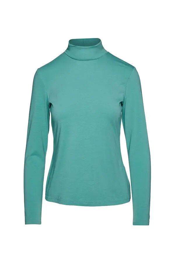 CONQUISTA Light Turtle Neck Top In Sustainable Fabric - Green