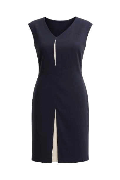 CONQUISTA Sleeveless Contrast Pleat Dress - Blue