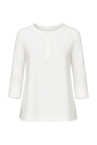 CONQUISTA Neutrals Button Detail Top In Crepe Fabric - Beige
