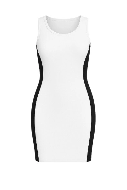 CONQUISTA Two Tone Bodycon Dress - Black