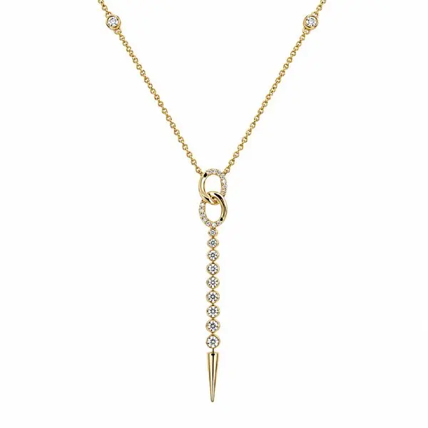 ARTISAN Gold / White 18k Yellow Gold Diamond Interlocking Link Drop Necklace - Gold/white
