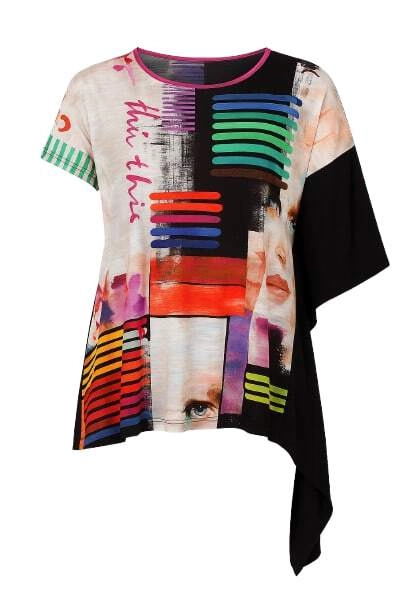 CONQUISTA Asymmetric Summer Print Tunic
