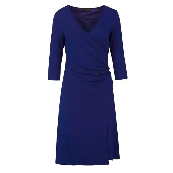 CONQUISTA Electric Faux Wrap Dress In Sustainable Fabric - Blue