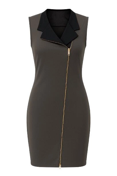 CONQUISTA Zip Detail Stretch Dress - Green