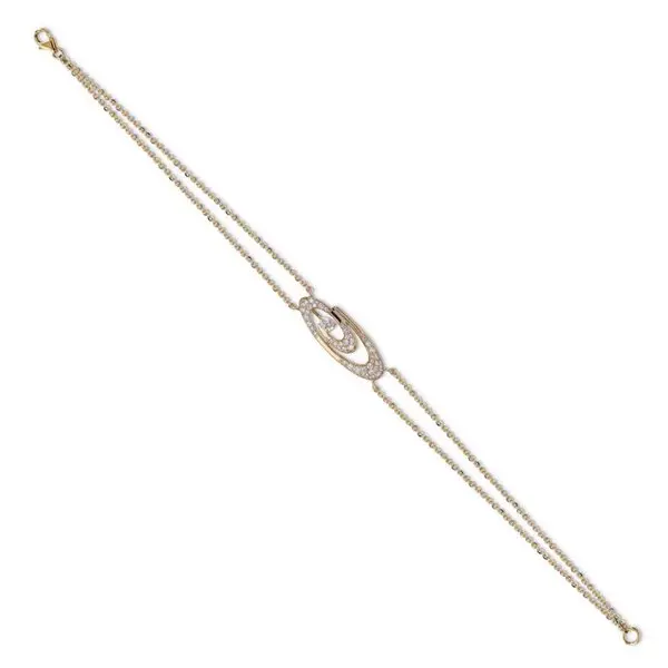 ARTISAN Gold / White 18k Yellow Gold Diamond Orbit Link Bracelet - Gold/white