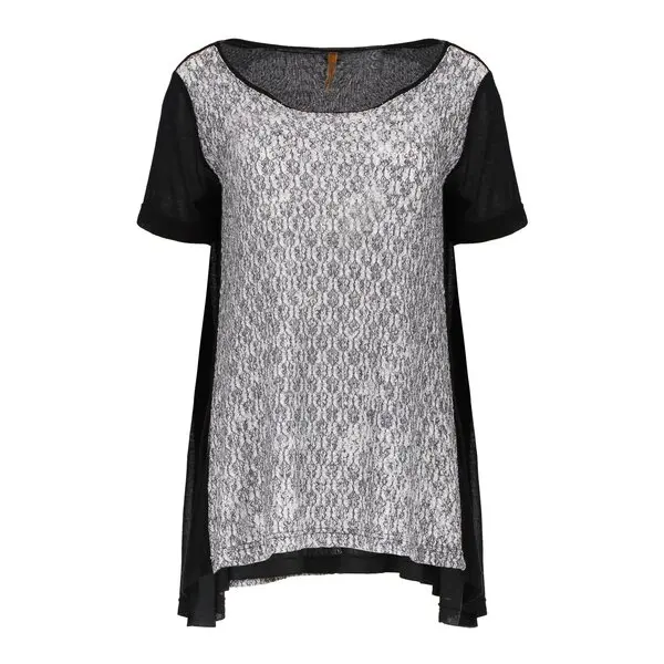 CONQUISTA Jersey Knit Style Short Sleeve Top - Black