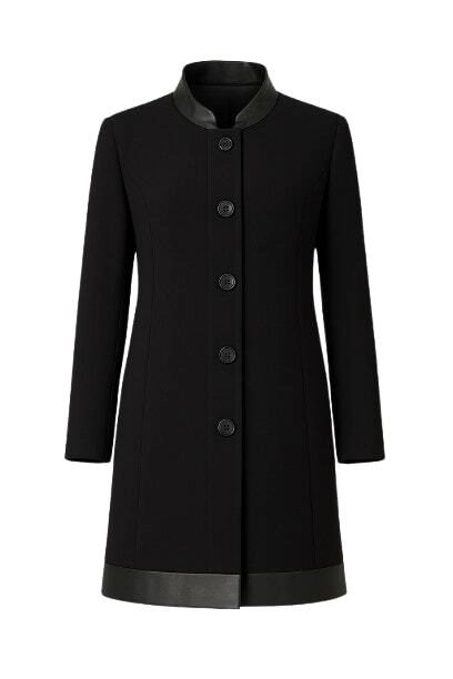 CONQUISTA Coat With Pleather Detail