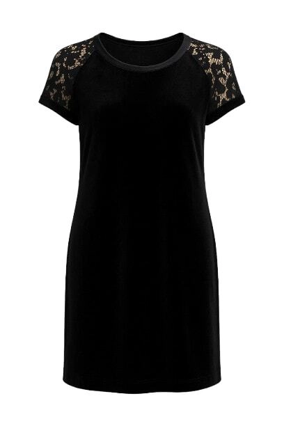 CONQUISTA Velvet & Lace Dress - Black