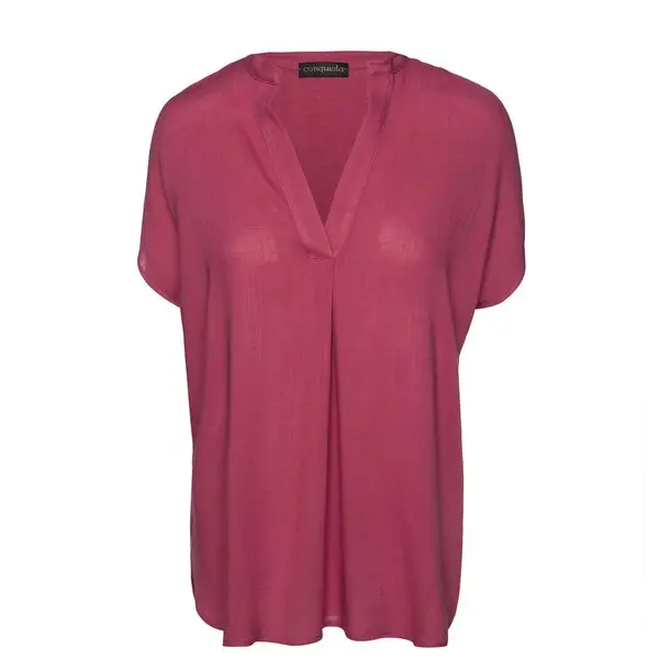 CONQUISTA Sleeveless Burgundy Linen Style Top - Red