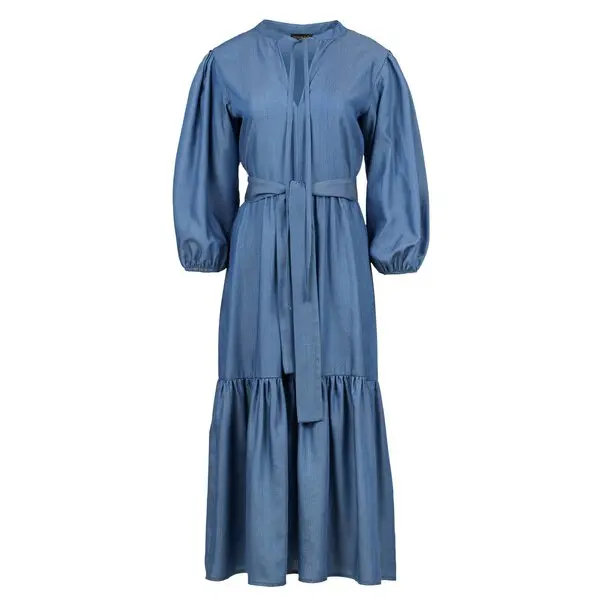 CONQUISTA Indigo Midi Dress With Ties