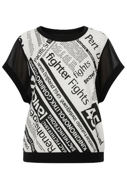 CONQUISTA Sheer Back Print Top