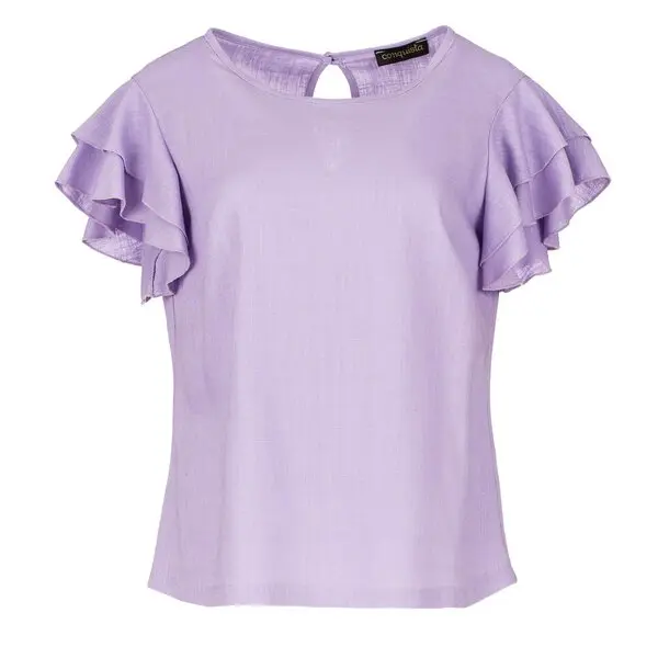CONQUISTA Frill Detail Lilac Top - Purple