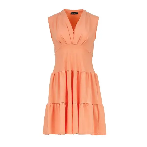 CONQUISTA Sleeveless Peach Cotton Jersey Dress - Orange