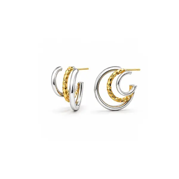 GOLD & HONEY Two-tone Triple Hoop Earrings - Silver