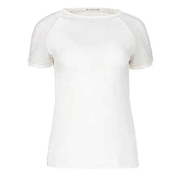 CONQUISTA Neutrals Ecru Top With Short Net Sleeves - Beige