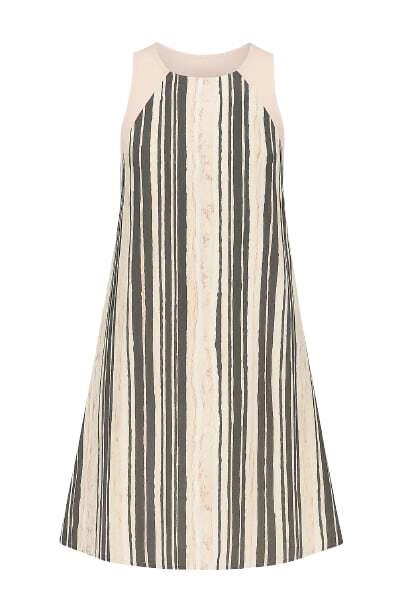 CONQUISTA Summer Striped A Line Dress - Gold