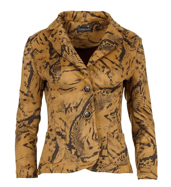 CONQUISTA Suede Effect Printed Fitted Jacket