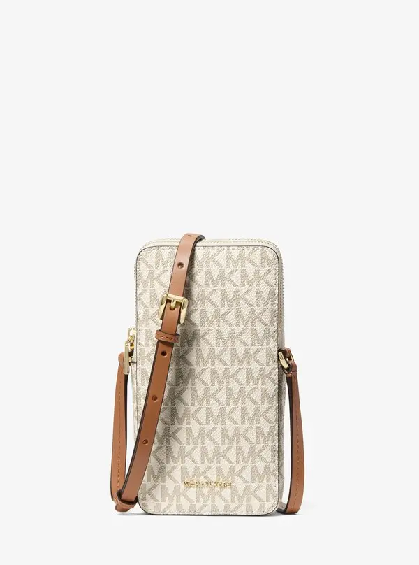 Michael Kors Jet Set Small Signature Logo Smartphone Crossbody Bag - Natural