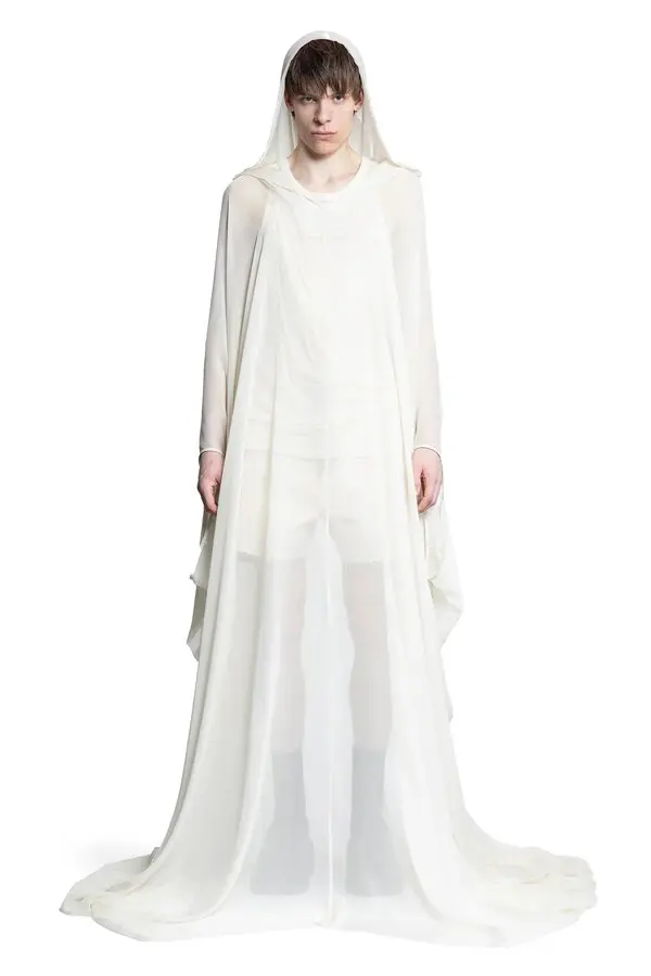 Rick Owens Hollywood Hooded Kaftan In Silk Chiffon