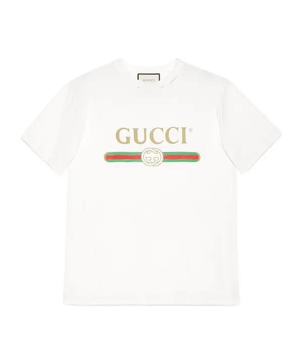 Gucci Oversized Cotton T-shirt With Retro Logo - White