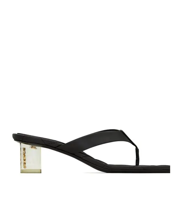 Saint Laurent Sip Sandals In Smooth Leather - Black