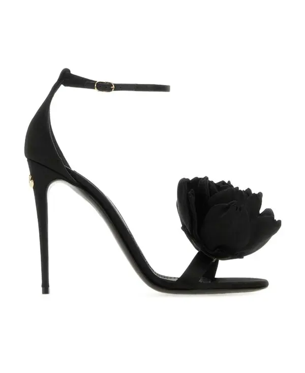 Dolce & Gabbana Dolce Gabbana Keira Flower Detailed Sandals - Black
