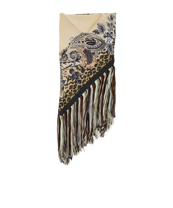 Etro Square Scarf With Tassels - White