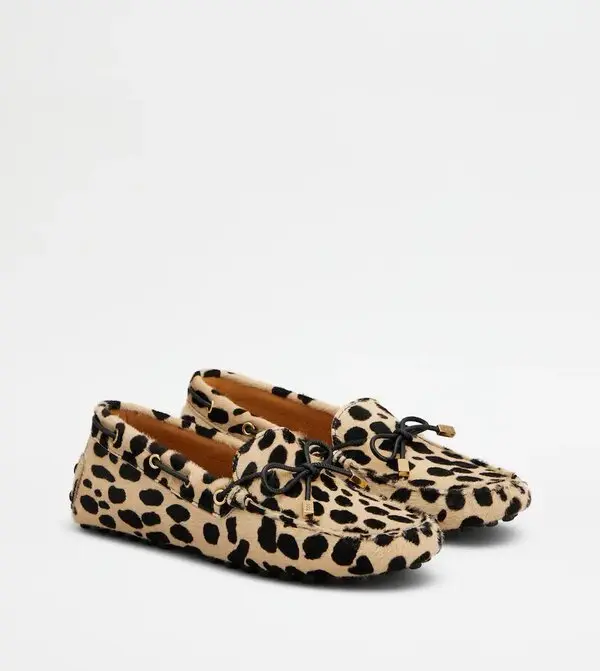 TOD'S Gommino Loafers In Pony-effect Leather With Leopard Print