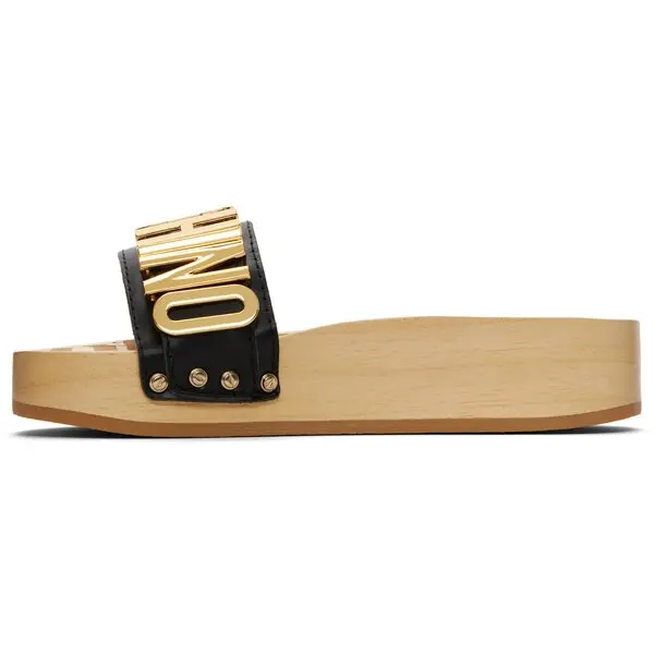 Moschino Open-toe Slippers With Buckle Straps And Branded Hardware