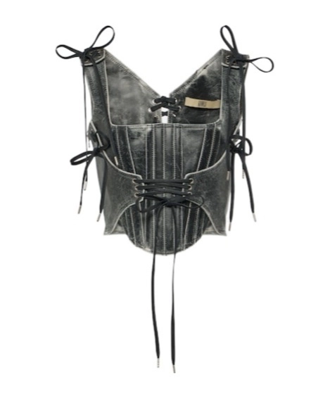 KNWLS Leather Bustier - Black