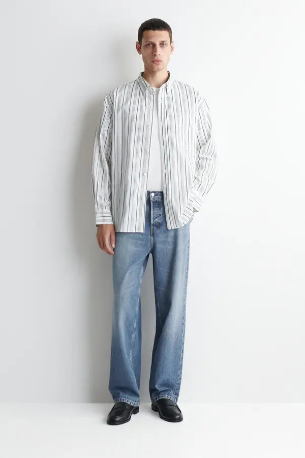 Cos Oversized Striped Cotton-poplin Shirt
