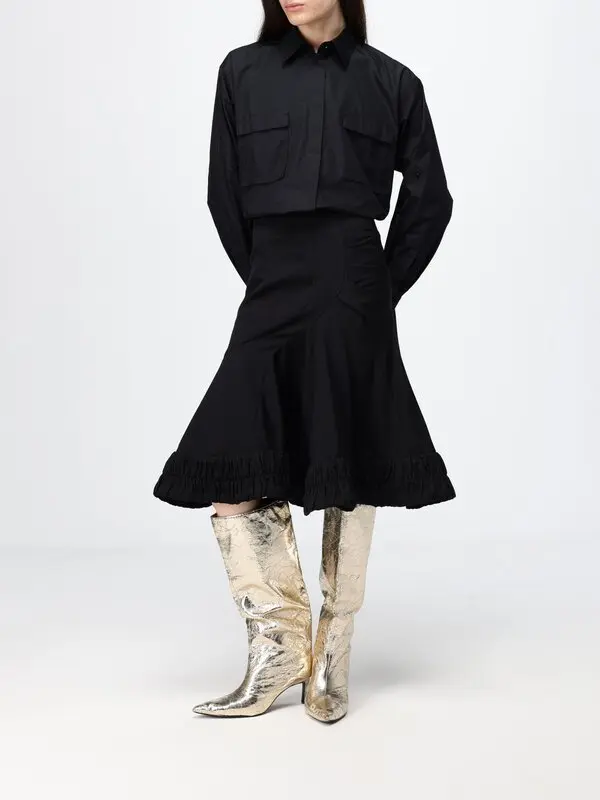 Dries Van Noten High-waisted Flared Cotton-blend Midi Skirt