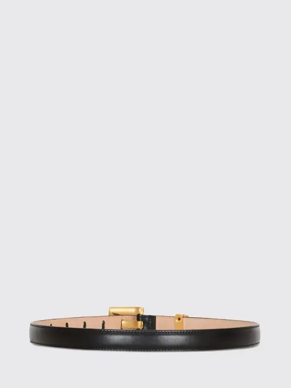 Balmain Anthem Slim Calfskin Leather Belt With Monogram Buckle