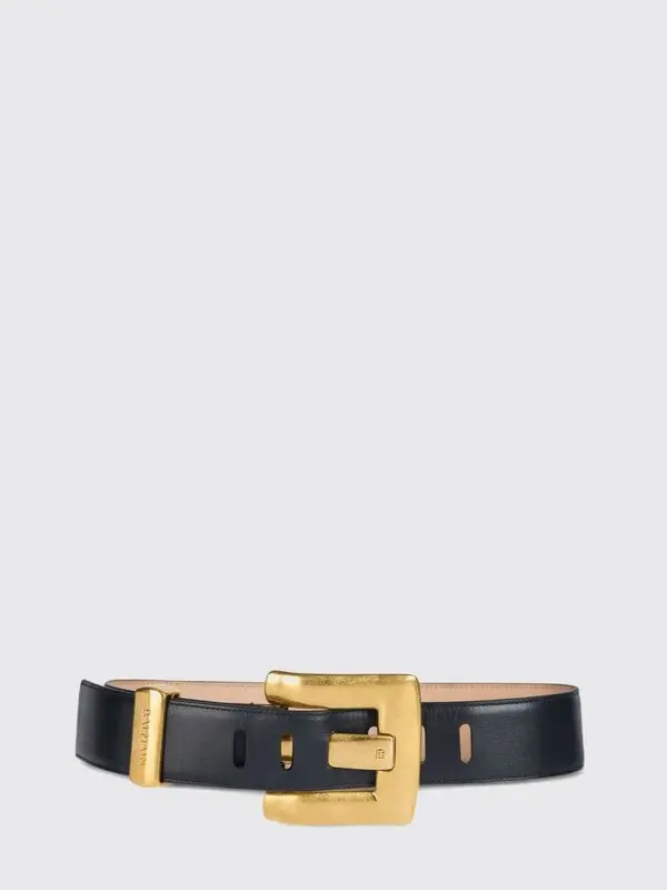 Balmain Anthem High-waist Smooth Calfskin Belt With Monogram Buckle - Black