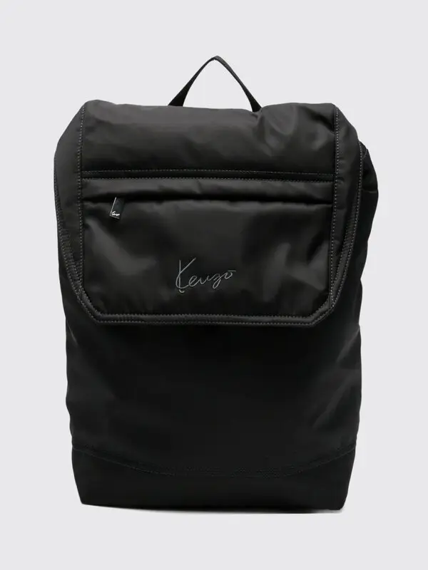 Kenzo Signature Nylon Backpack With Embroidered Logo And Drawstring Closure