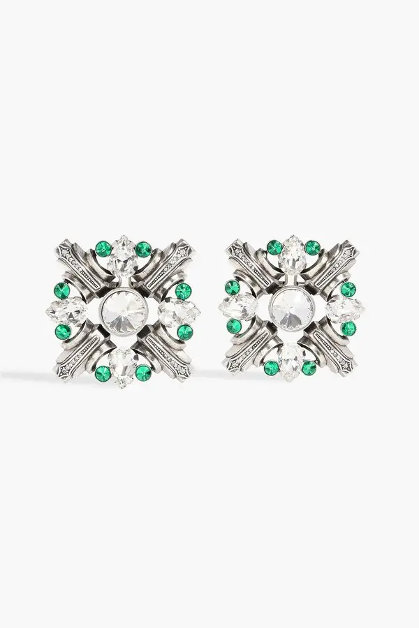 AREA Tone Crystal Earrings - Silver