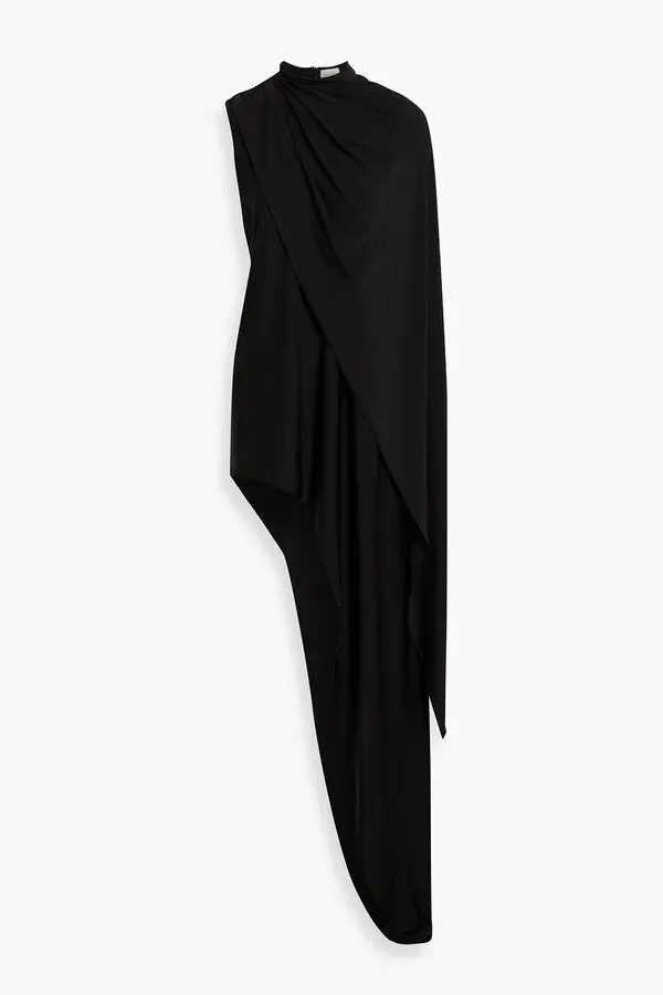 Magda Butrym Asymmetric Draped Stretchjersey Dress - Black