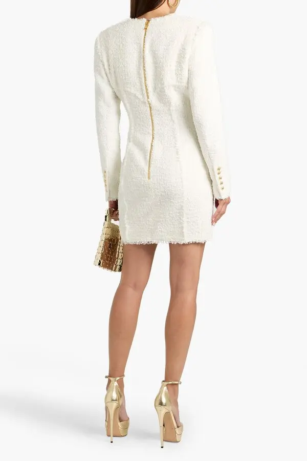 Balmain Frayed Tweed Mini Dress