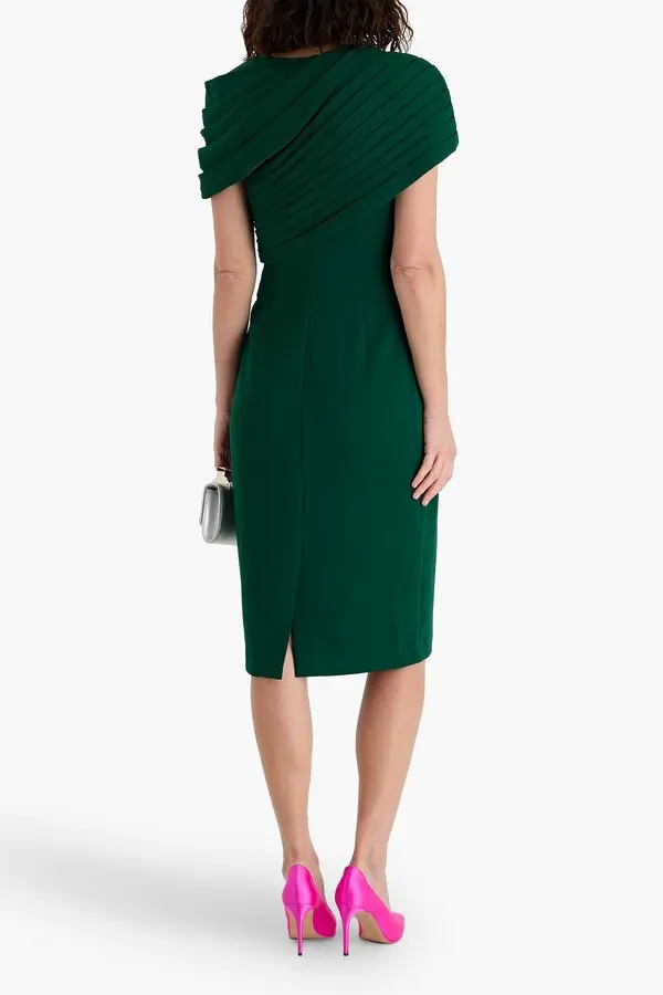 Badgley Mischka Draped Cutout Crepe Dress