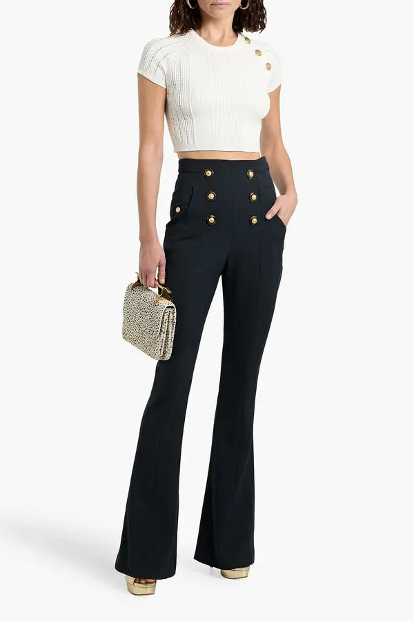 Balmain Cropped Pointelleknit Top