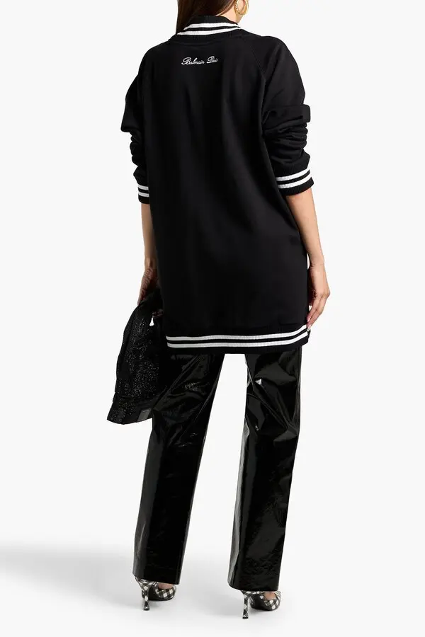Balmain Striped Cottonfleece Cardigan